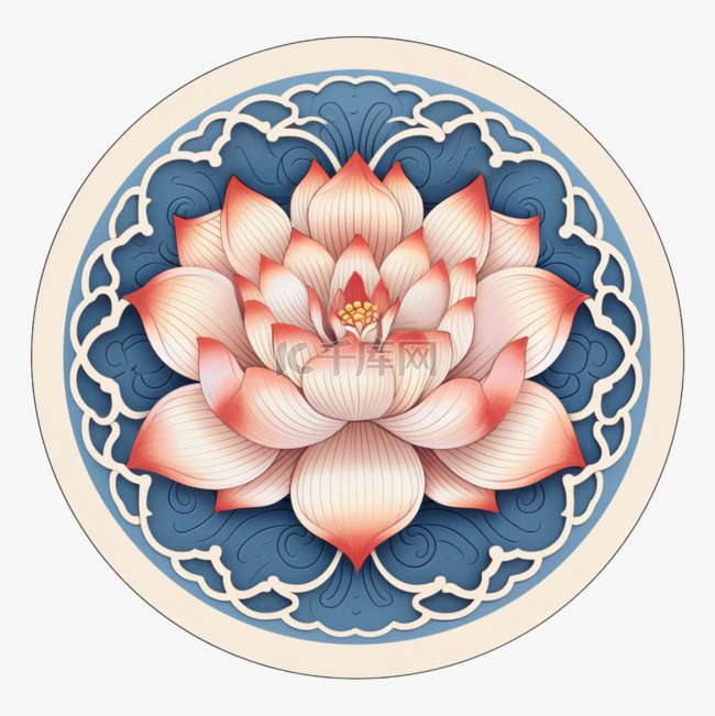 国风国潮花纹莲花图案素材图片免费下载-千库网