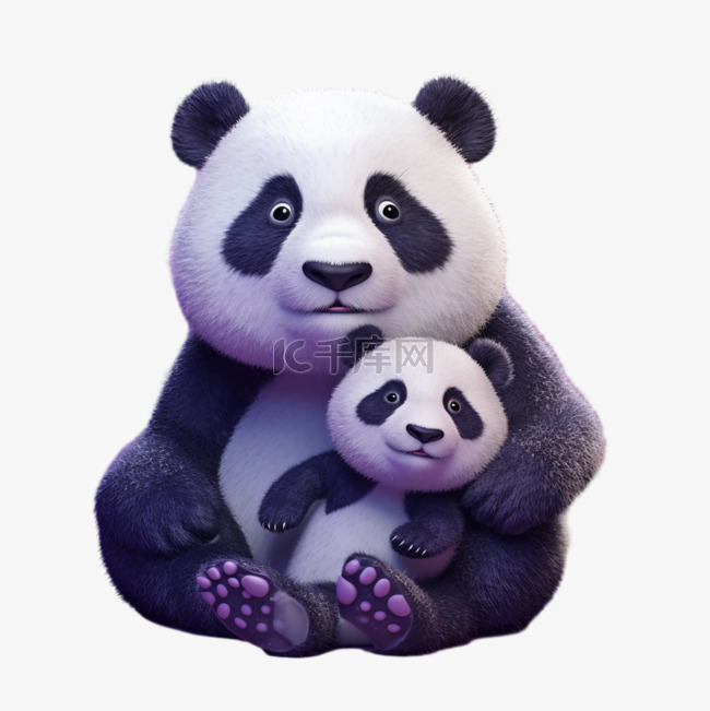 大小熊猫可爱熊猫萌宠动物国宝卡通素材图片免费下载-千库网
