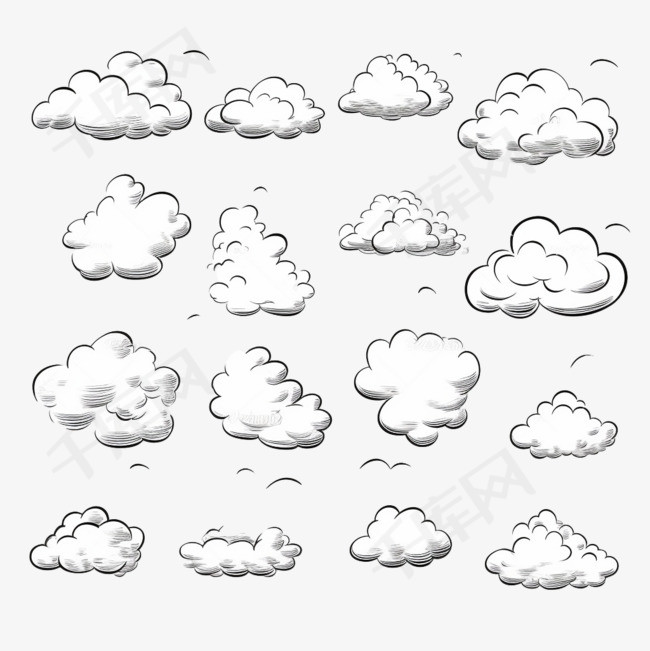 手绘白云云朵天空2素材图片免费下载-千库网