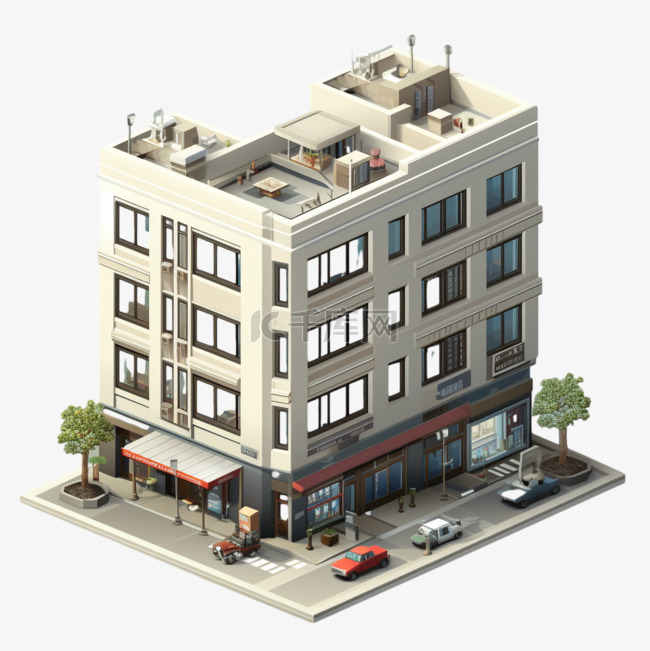 楼房普通写字楼建筑免扣立体素材图片免费下载-千库网
