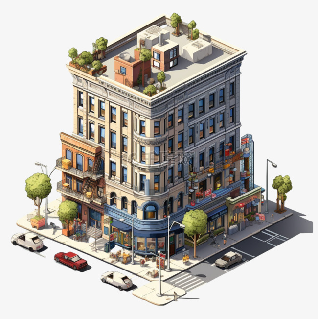 楼房写字楼建筑免扣立体素材图片免费下载-千库网