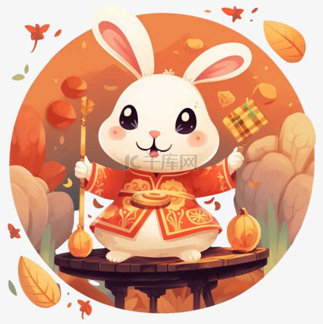 中秋节兔子卡通可爱玉兔中国风节日素材图片免费下载-千库网