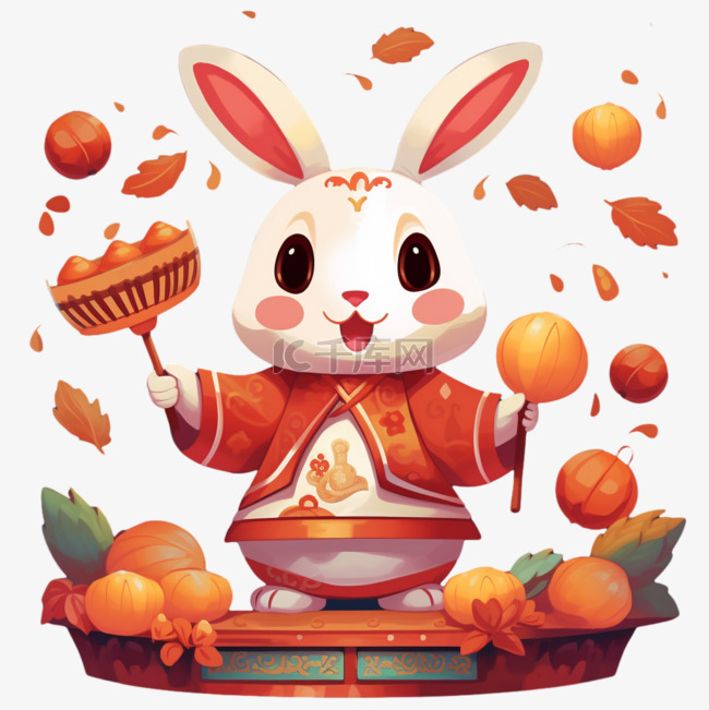 中秋节可爱兔子卡通玉兔中国风节日素材图片免费下载-千库网