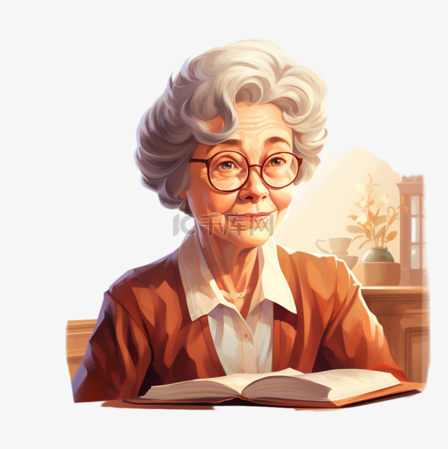 老师各科教育老年历史女教师人物卡通素材图片免费下载-千库网