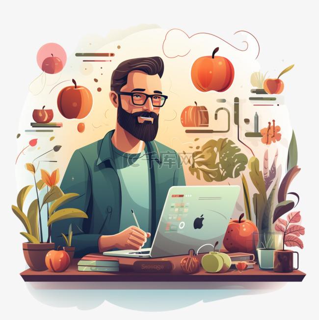 老师教学各科学习中年IT男教师教育人物素材图片免费下载-千库网