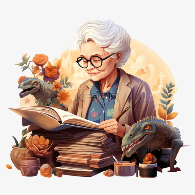 老师老年文学女教师各科教育人物卡通素材图片免费下载-千库网