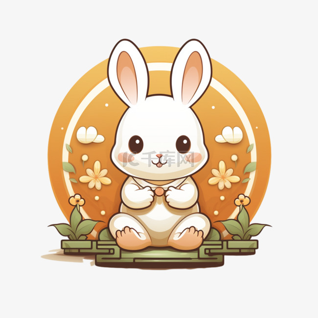 中秋节兔子卡通玉兔中国风节日可爱素材图片免费下载-千库网
