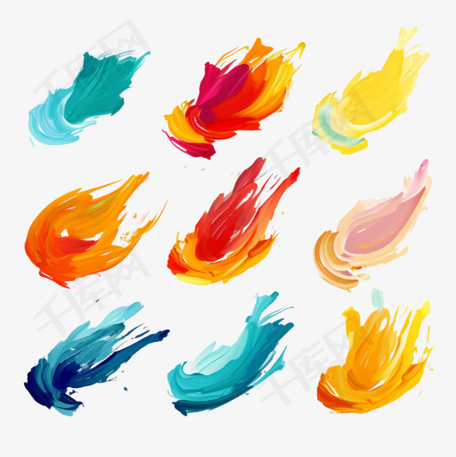 彩色画笔笔画收藏素材图片免费下载-千库网