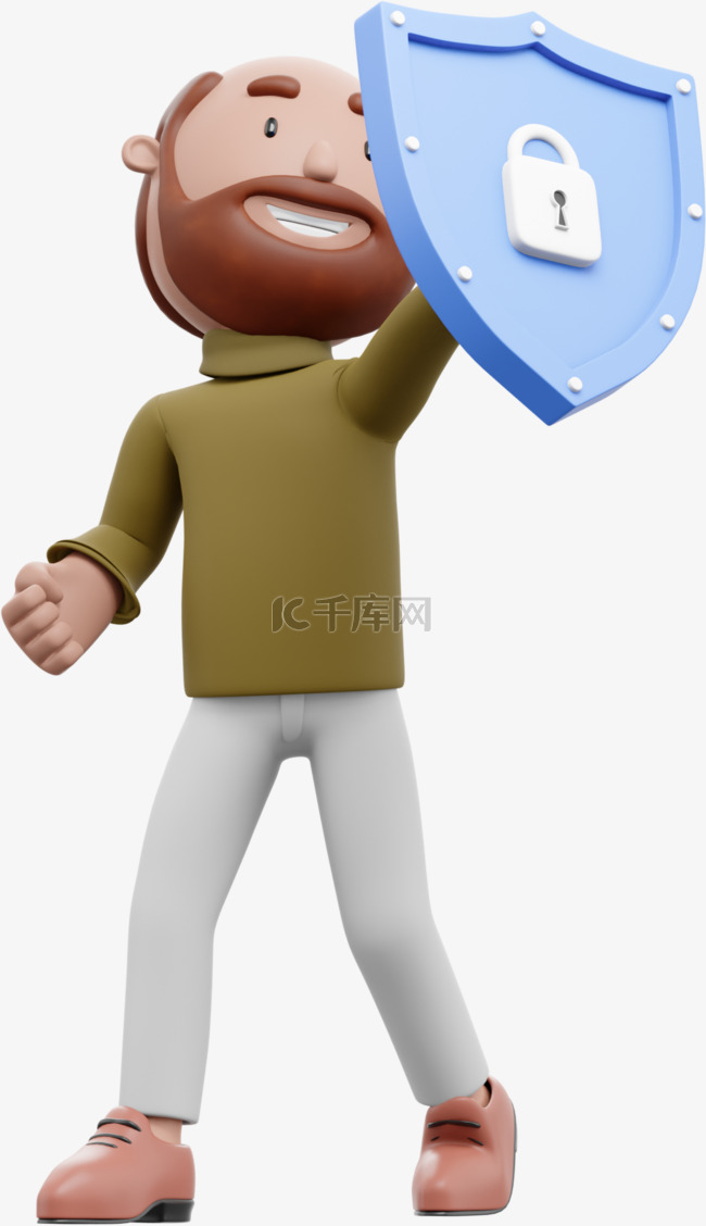 白人男性保护姿势动态形象素材图片免费下载-千库网