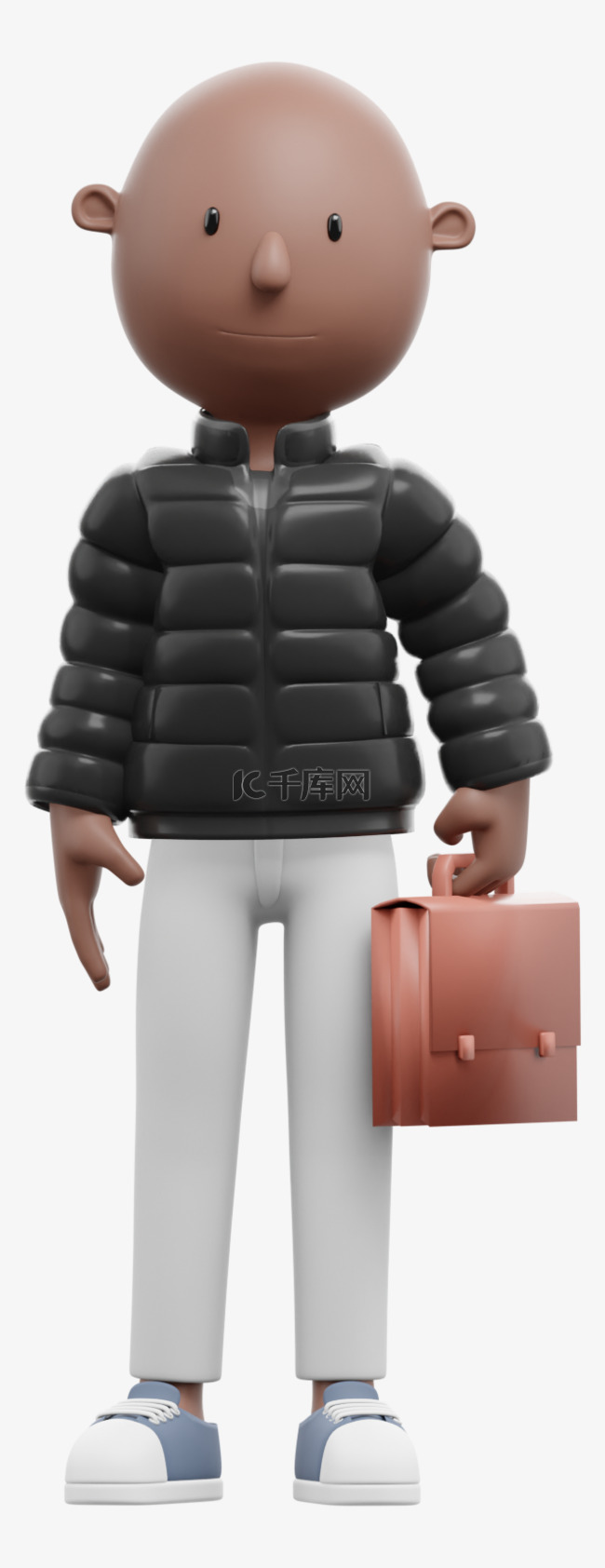 帅气上班男人的3D棕色商务公文包形象素材图片免费下载-千库网