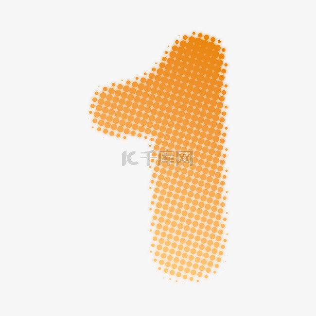 橙色渐变波点数字1素材图片免费下载-千库网