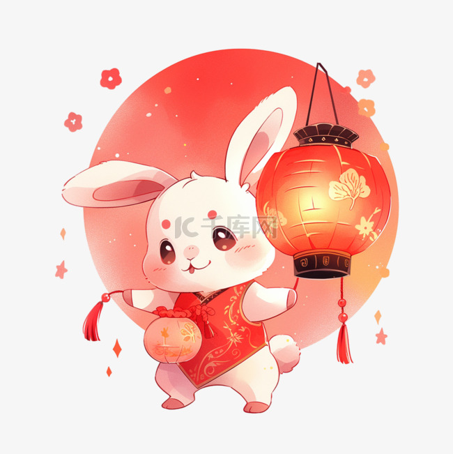 月亮兔子灯笼卡通中秋节元素素材图片免费下载-千库网