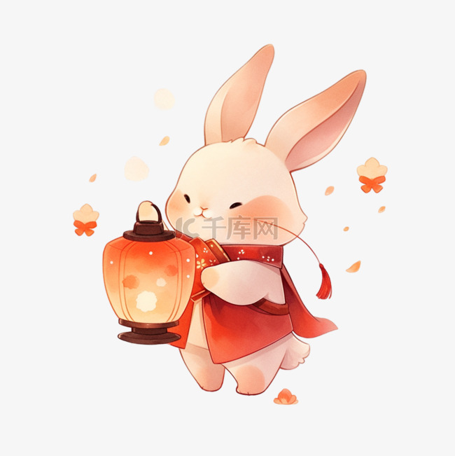 中秋节兔子灯笼卡通手绘免抠元素素材图片免费下载-千库网