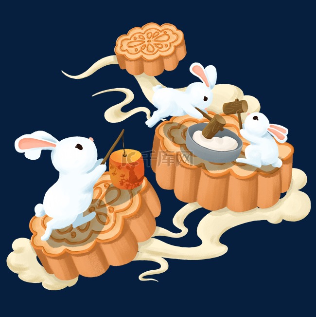 月饼与兔子素材图片免费下载-千库网