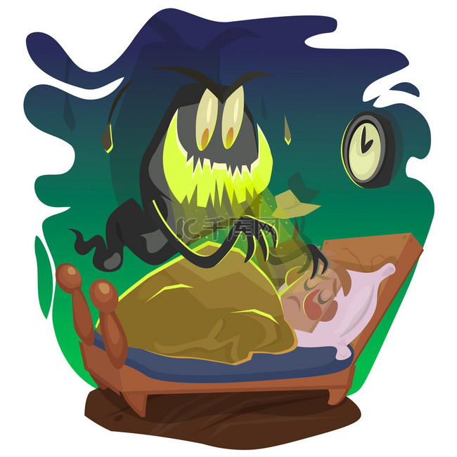 令人毛骨悚然的噩梦怪物来晚上睡觉的人素材图片免费下载-千库网