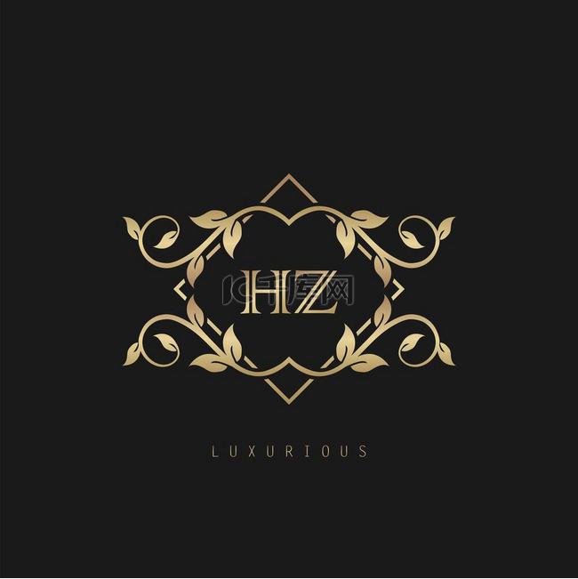 经典复古字母H, Z, HZ标志.矢量徽标设计概念经典自然叶型复古.素材图片免费下载-千库网