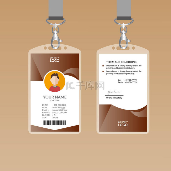 Grey ID Card Template Design素材图片免费下载-千库网
