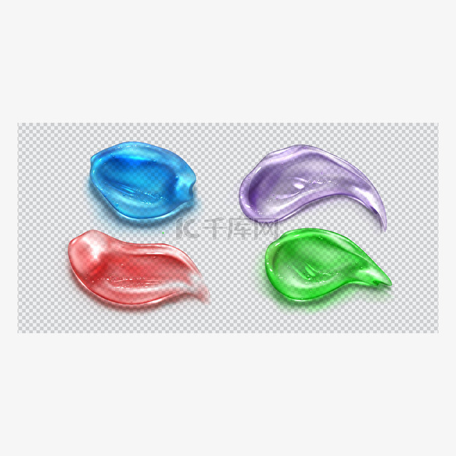 Gel smear bubbles, transparent colorful cream strokes, cosmetics swatch ...
