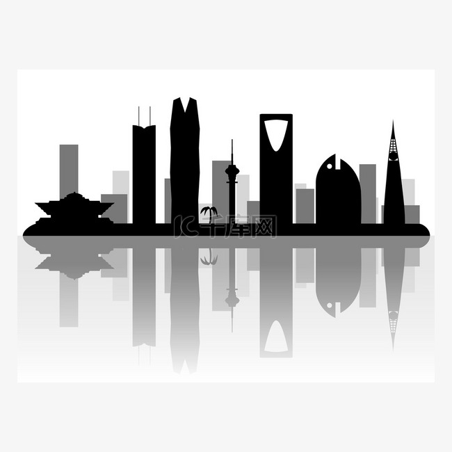 利雅得沙特阿拉伯天际线轮廓素材图片免费下载-千库网