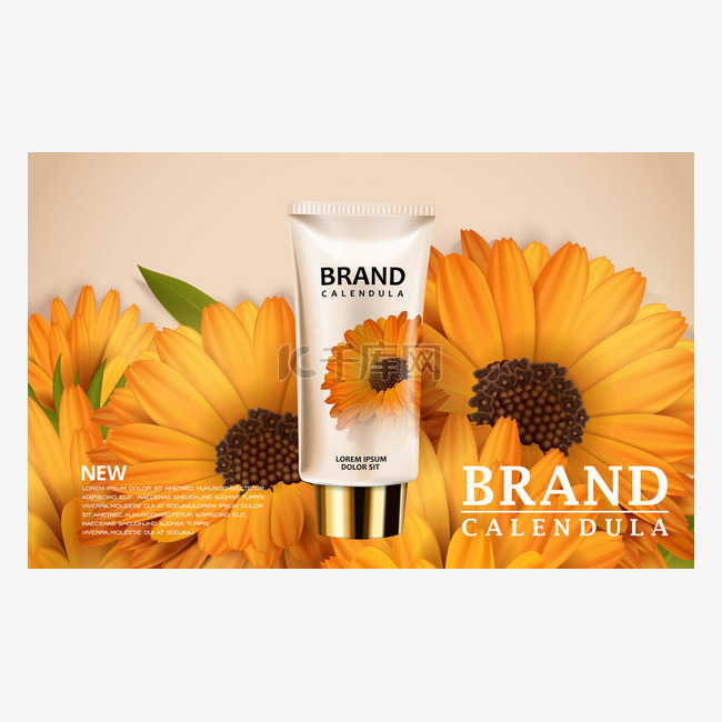 Calendula hand cream ads素材图片免费下载-千库网