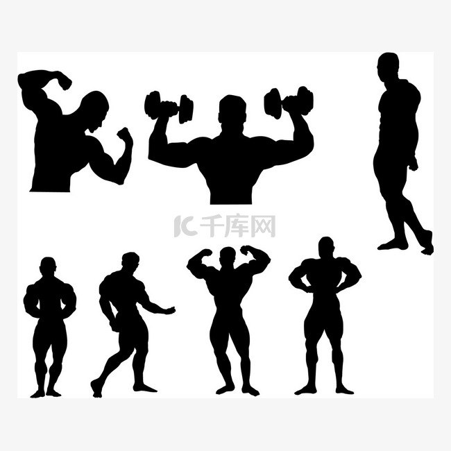 The set of Body building silhouette素材图片免费下载-千库网