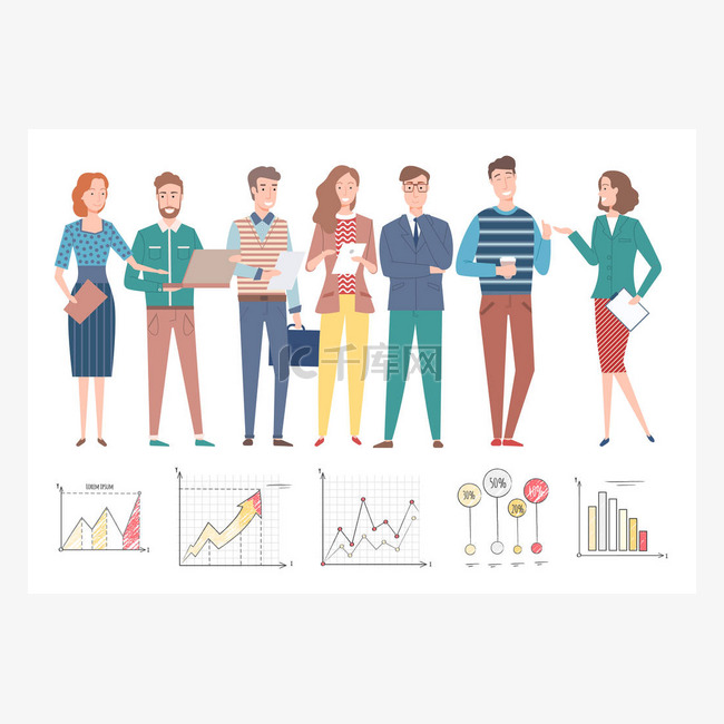 Teamwork, Successful Team Woman and Man Charts素材图片免费下载-千库网