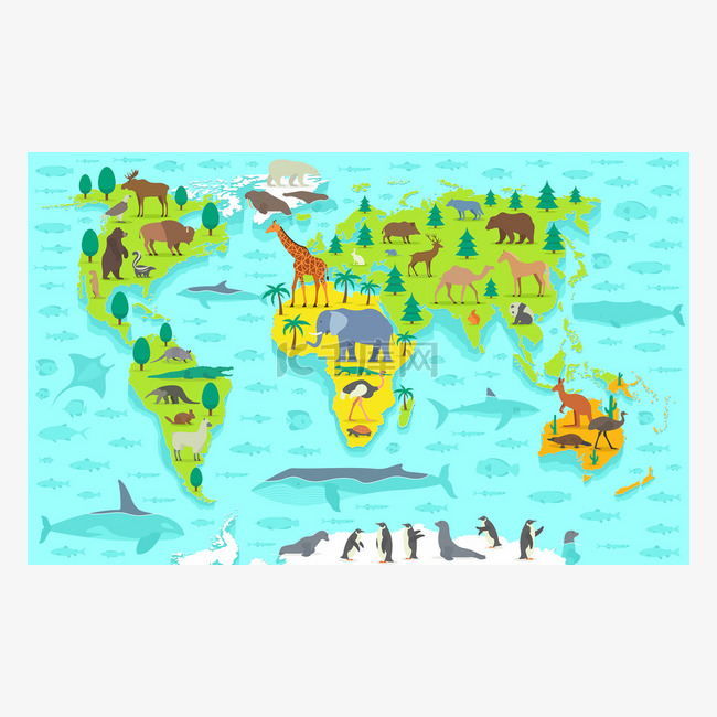 可爱的卡通世界地图素材图片免费下载-千库网