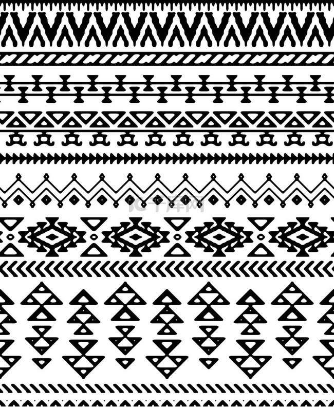 Seamless hand drawn stripes pattern with ethnic and tribal ornament.素材 ...