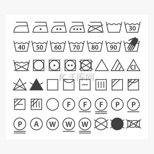 洗涤符号集。洗衣图标素材图片免费下载-千库网