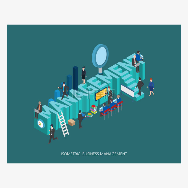 Flat 3d isometric vector illustration management concept design ...