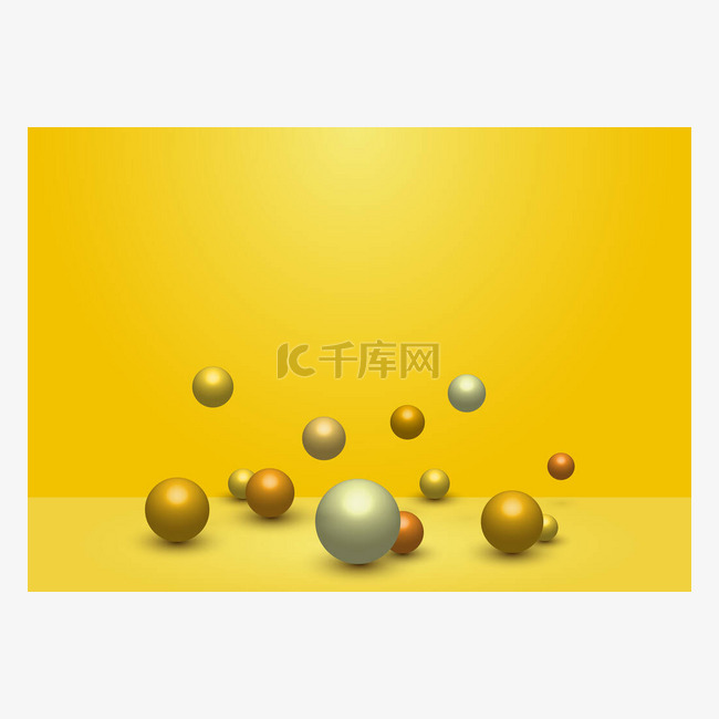 三维动态三维球体光滑球在黄色工作室的背景。现代流行横幅设计模板.矢量说明素材图片免费下载-千库网