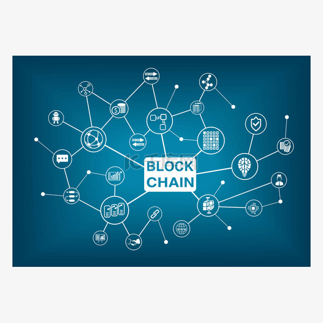 Blockchain 字与图标作为矢量图素材图片免费下载-千库网