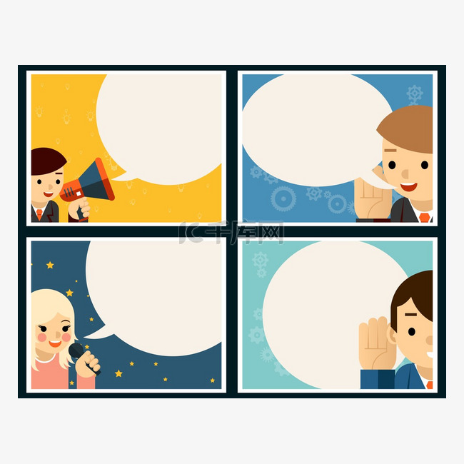 Speaking and listening poster concept set素材图片免费下载-千库网