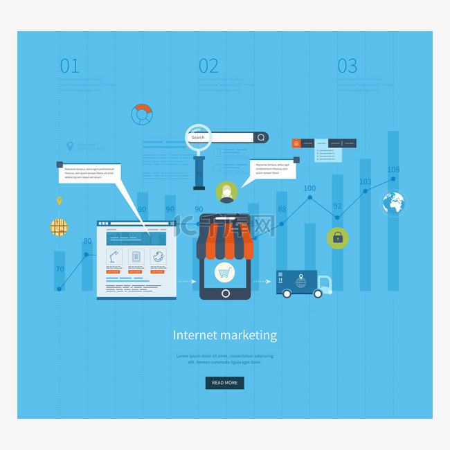 Icons for internet marketing and online shopping素材图片免费下载-千库网