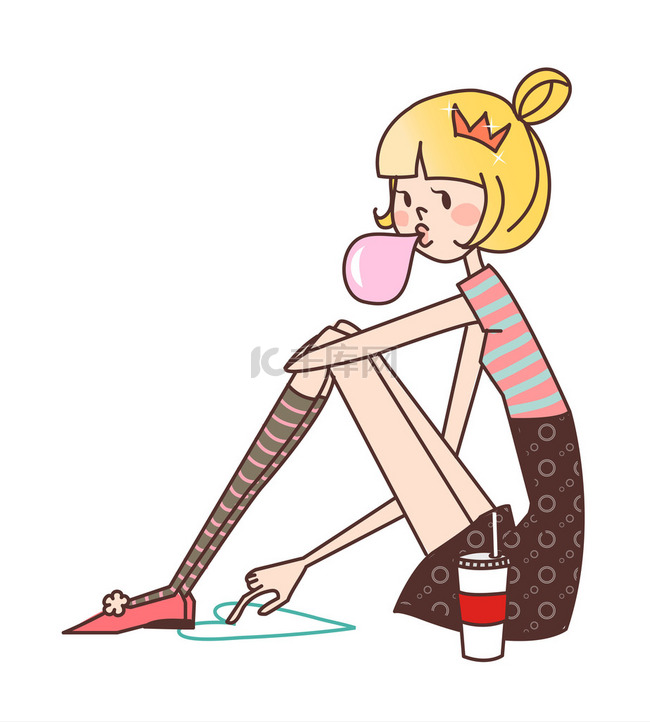 女孩嚼口香糖素材图片免费下载-千库网