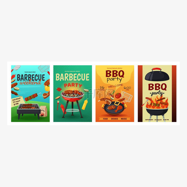 Barbecue posters, bbq grill party flyer template. Outdoor picnic invite ...