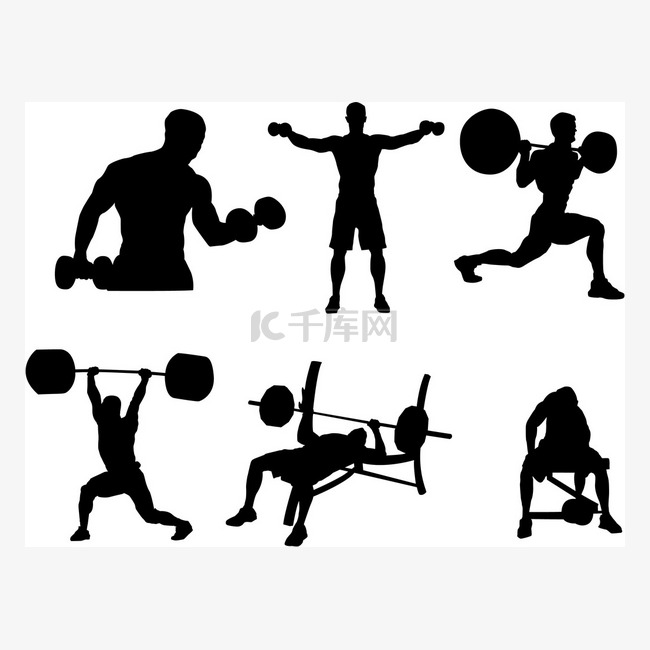 Set of Body building silhouette素材图片免费下载-千库网