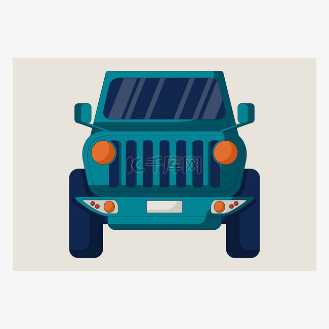前边蓝色绿色SUV的矢量图解。平面风格的车辆图标.素材图片免费下载-千库网
