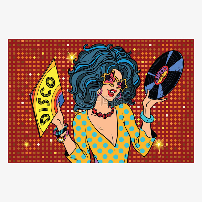 Disco diva retro lady素材图片免费下载-千库网