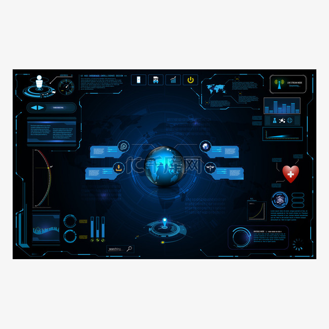 Hud 界面全球网络连接 素材图片免费下载-千库网