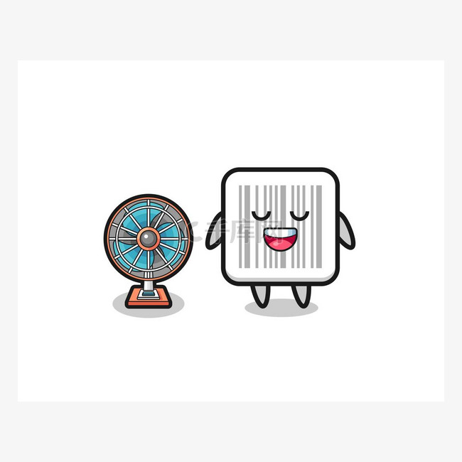 cute barcode is standing in front of the fan , cute design素材图片免费下载-千库网