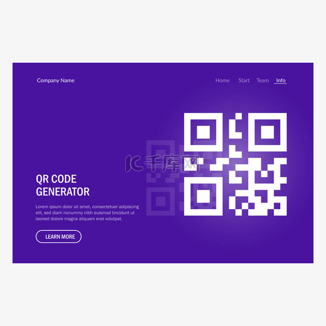 Qr 码 生成用于智能手机扫描的 Web 模板示例。网站设计.素材图片免费下载-千库网