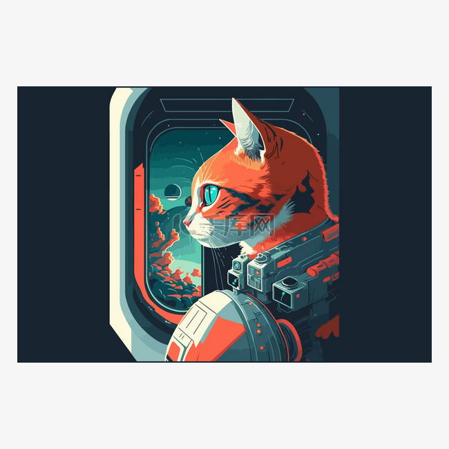 Sci fi Cat矢量图解素材图片免费下载-千库网