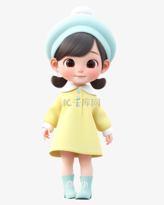 3D立体卡通人物形象可爱小女孩1素材图片免费下载-千库网
