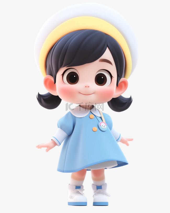 3D立体卡通人物形象可爱小女孩6素材图片免费下载-千库网