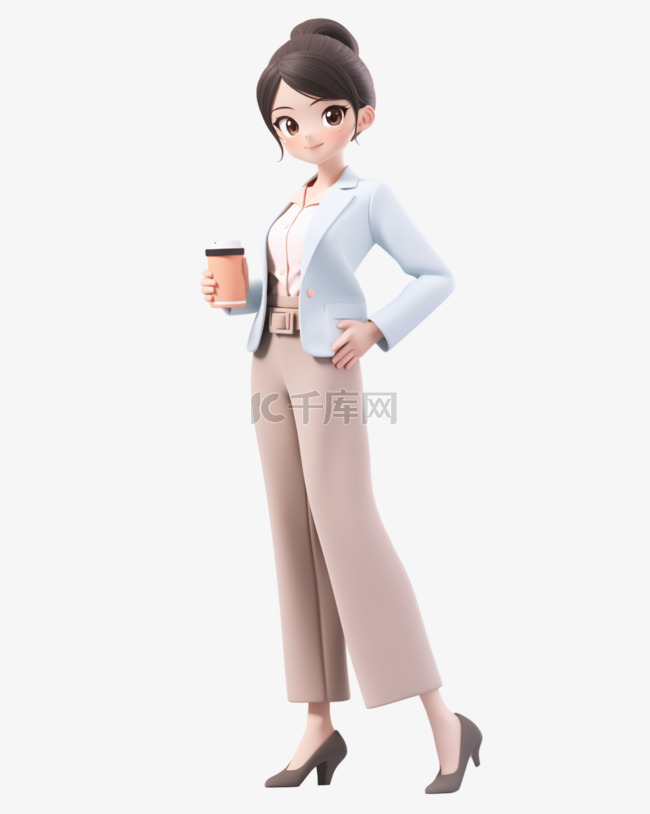 3D立体卡通人物形象公司女职员女白领30素材图片免费下载-千库网