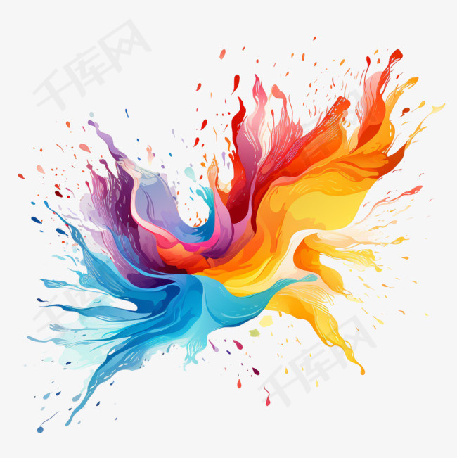 抽象水彩彩色笔画矢量素材图片免费下载-千库网
