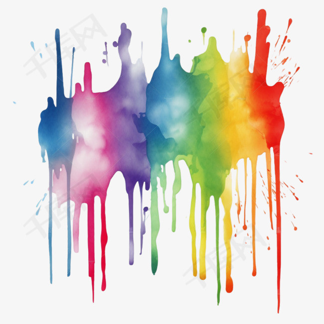 抽象水彩彩色笔画矢量素材图片免费下载-千库网