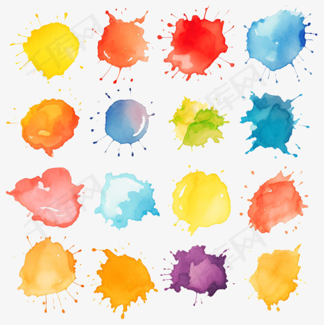 手绘彩色水彩画笔画集向量素材图片免费下载-千库网