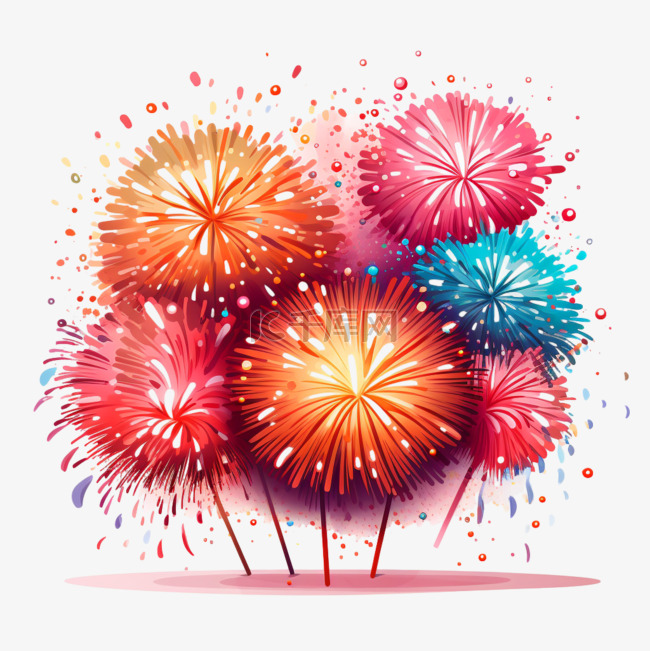 烟花国庆节欢度卡通国庆绚丽庆祝祝贺素材图片免费下载-千库网